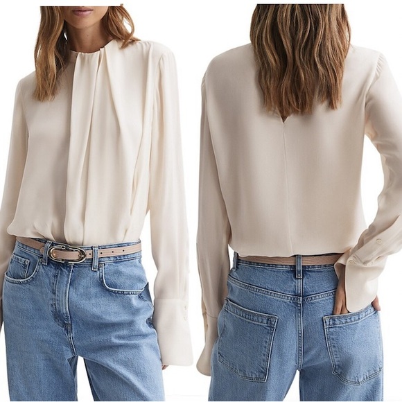 Reiss | Tops | Reiss Womens Paloma Pleated Top Ivory Size Women Office ...